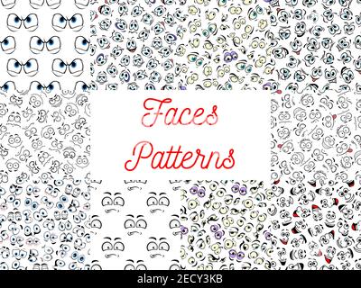 Sneaky face. Cartoon face expressions. Doodle characters mouth and eyes ...