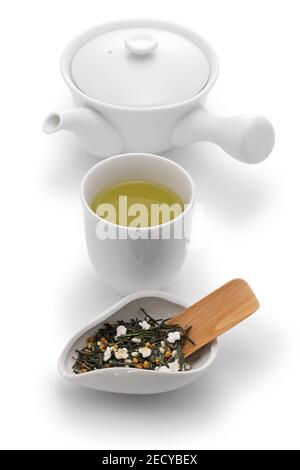 Green tea Japanese Genmaicha. Green tea mixed with roasted popped brown ...
