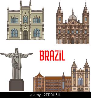 The Christ the Redeemer statue in Rio de Janeiro, Brazil. Vector sketch ...