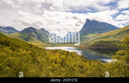 Innerdalsvatna Lake, Innerdalen High Valley, Innerdalstarnet Mountain ...