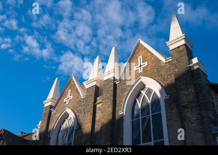 Former St Marys Church, with its inverted crosses and Egyptian style ...