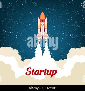 Startup poster with a rocket - Vector illustration design Stock Vector ...