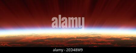 sunrise from space aurora, 3d rendering illustration Stock Photo - Alamy