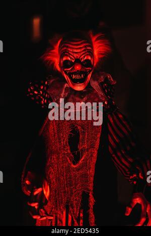 The vertical view of a scary clown - Halloween costume idea Stock Photo ...