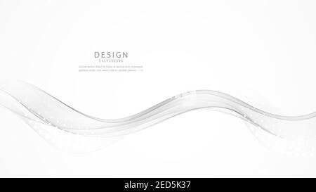 Abstract transparent grey wave background. Smoke effect design element ...