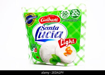 Italian Mozzarella cheese Santa Lucia produced by Galbani Stock Photo ...
