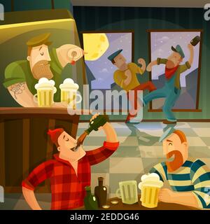 Irish Pub Cartoon Background. Irish Pub Building Vector Illustration ...