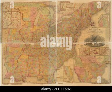 Mitchell's reference & distance map of the United States Stock Photo ...