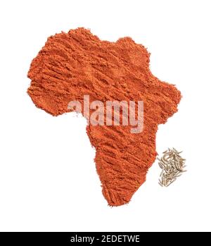 Continent Africa made of spices on light background, closeup Stock ...