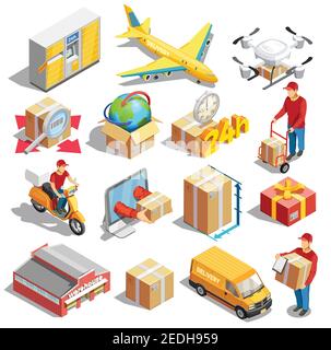 Isometric Automated Transport Vehicles Container Loading Cargo ...