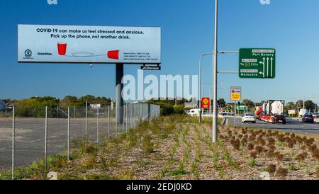 A roadside Coronavirus billboard on General Holmes Drive between the ...