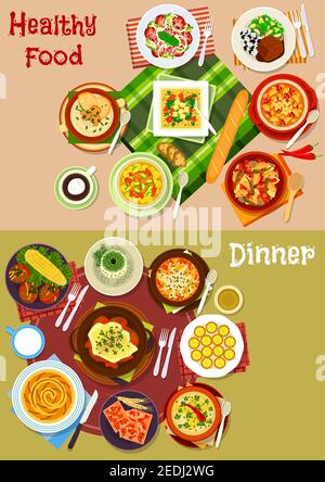 Bulgarian cuisine salads and snack food. Vector cabbage and pepper ...