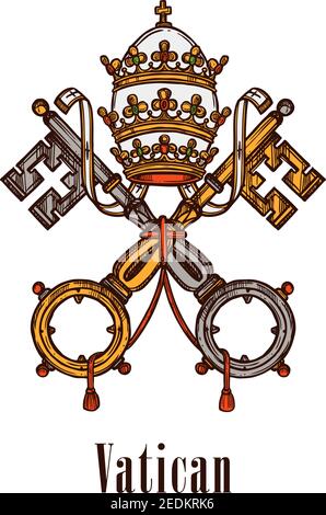 Coat of arms of Vatican City State and the Holy See symbol emblem flag ...