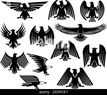 Military and army heraldry icons with isolated vector guns and weapon ...