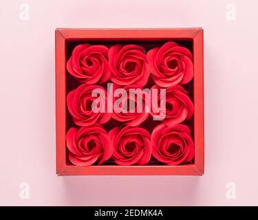 red rose flower with gift box for Valentine's Day Stock Photo - Alamy