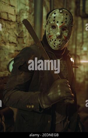 Cosplayer portrays Jason Voorhees from Friday the 13th and Nightmare on ...