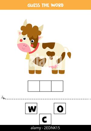 Agriculture farming word puzzle game worksheet, cartoon vector farm ...