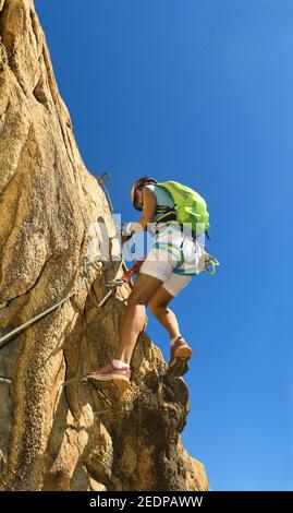 Rock Climbers on Via Ferrata French Alps Stock Photo - Alamy