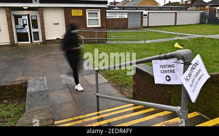 Rainham, United Kingdom. 15th Feb, 2021. Sinage for the new Covid-19 ...