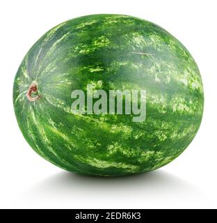 Single whole watermelon isolated on white background Stock Photo - Alamy