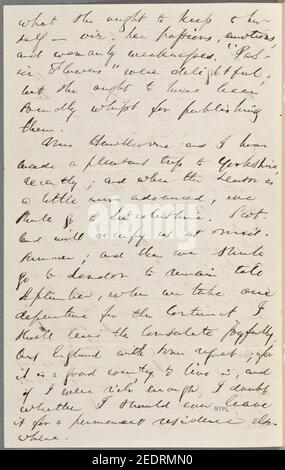 Ticknor, (William D.), ALS to. Apr. 24, 1856 Stock Photo - Alamy