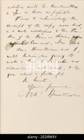 Ticknor, (William D.), ALS to. Mar. 20, 1857 Stock Photo - Alamy