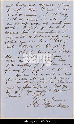 Ticknor, (William D.), ALS to. Nov. 25, 1853 Stock Photo - Alamy