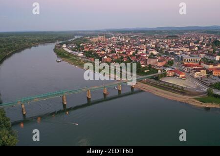 Beautiful Brcko cityscape with a bridge over the river in Bosnia and ...