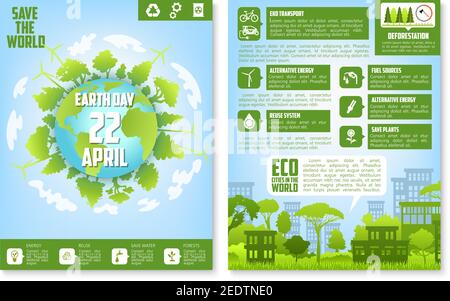 Earth Day brochure template. Save the planet poster of environment ...
