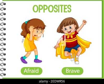 Opposite words with brave and afraid illustration Stock Vector Image ...