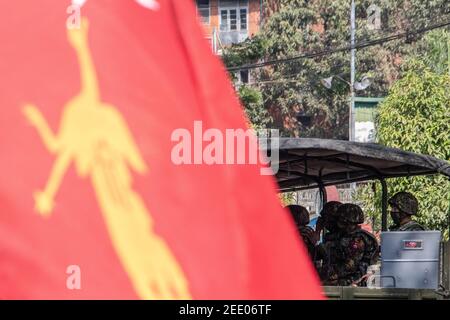 Myanmar Soldier. Soldier with flag Myanmar, Myanmar flag on a military ...
