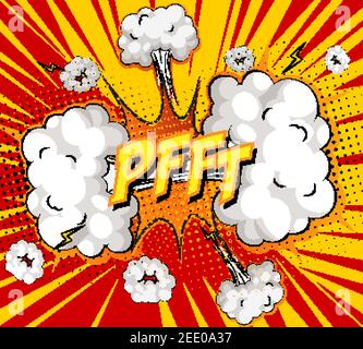 PFFT text on comic cloud explosion on rays background illustration ...