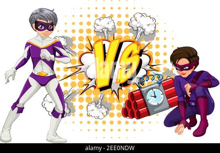 Two superheroes fighting each other illustration Stock Vector Image ...