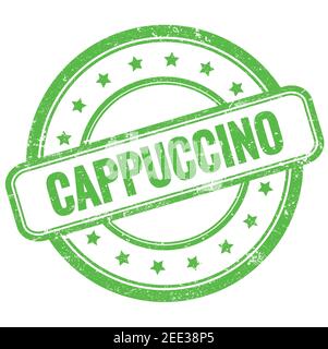 CAPPUCCINO text on green grungy vintage rectangle stamp Stock Photo - Alamy