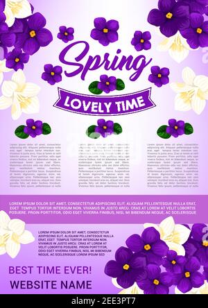 hello spring poster with flowers and ribbon Stock Vector Image & Art ...