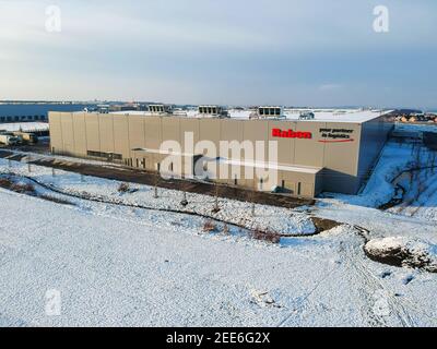 An aerial view of cold storage warehouse fire at Lineage Logistics in ...