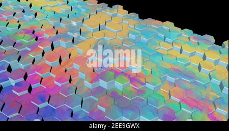 background with retractable hexagonal 3d painted columns tiles Stock ...