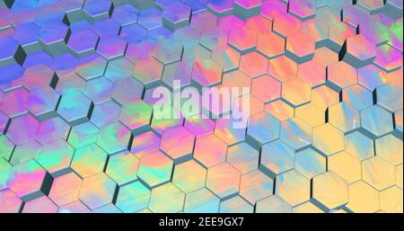 background with retractable hexagonal 3d painted columns tiles Stock ...