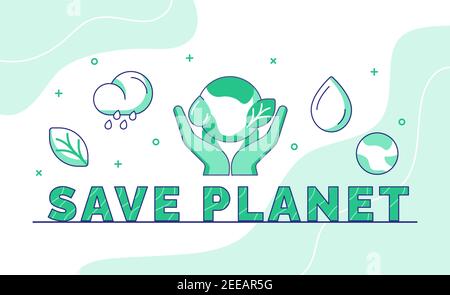 save the earth typography calligraphy word art with outline style ...