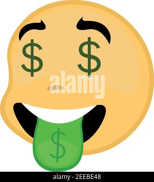 Money mouth face, Dollar sign eyes, money face. Vector illustration ...