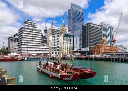 The "Hinemoana", a traditional Maori twin-hulled ocean-going canoe, in ...