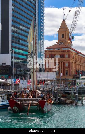 The "Haunui", a traditional Maori ocean-going waka, or canoe, on ...