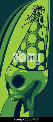 The Grey Alien Head with hat Vector Illustration Stock Vector Image ...