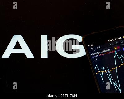 In this photo illustration the American International Group (AIG) logo ...