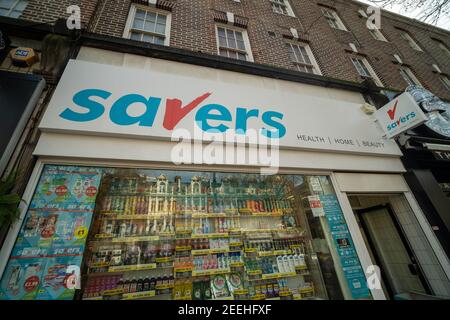 London- February, 2021: Savers store on high street in Ealing, a chain ...