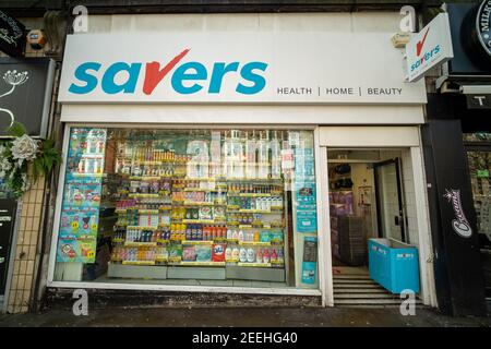 London- February, 2021: Savers store on high street in Ealing, a chain ...