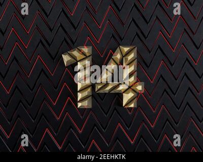 3D Shiny Red Number Fourteen 14 Isolated on White Background Stock ...