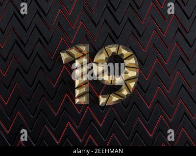 3D Shiny Red Number Nineteen 19 Isolated on White Background Stock ...