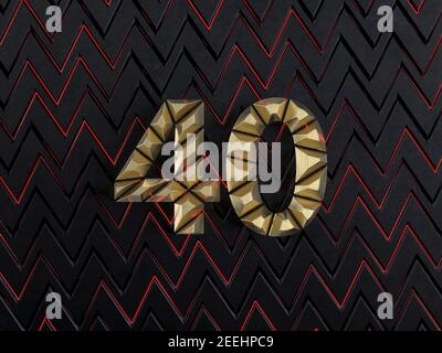 Number 40 forty made of golden inflatable balloons isolated on white ...