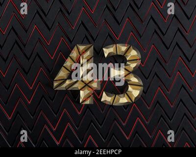 Number 43 forty three made of golden inflatable balloons isolated on ...